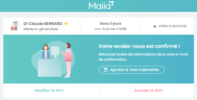 Prendre un rendez-vous à domicile avec un praticien – Maiia - Guide